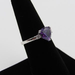 Jewelry | Sterling Silver Trillion Purple Cz Diamond Ring | Poshmark